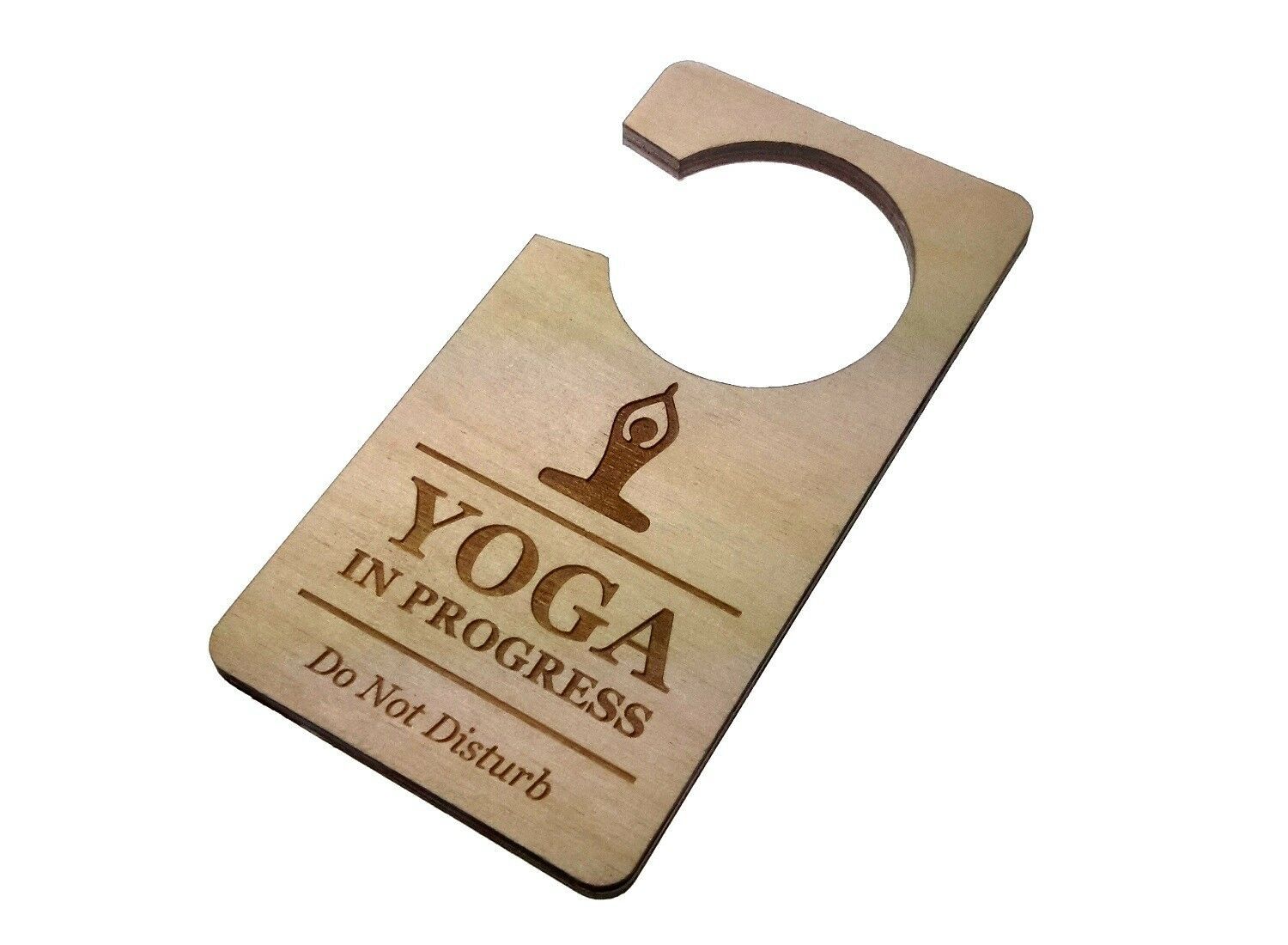 Wooden Yoga In Progress Do Not Disturb Room Door Hanger Sign Meditation ...