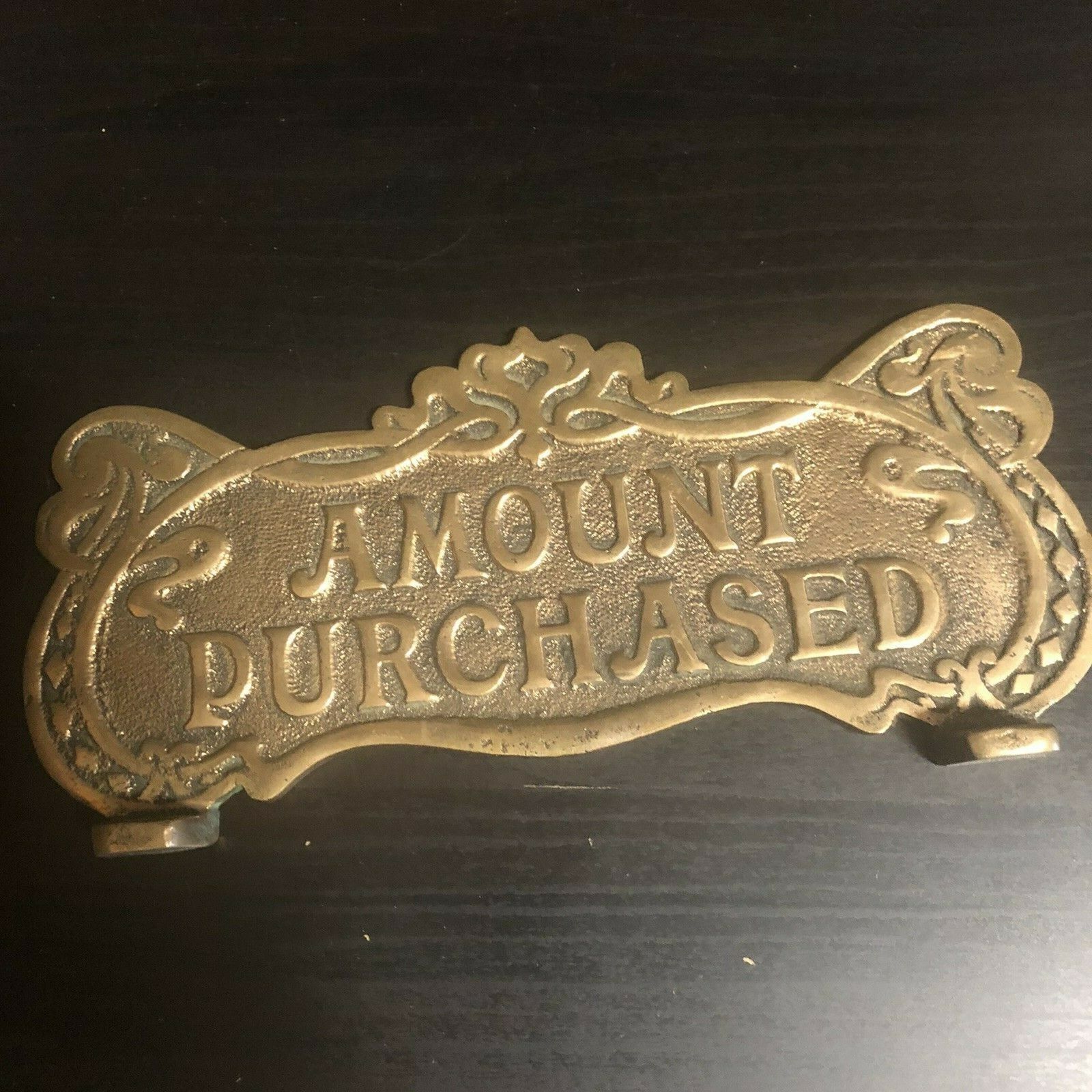 RED BRASS AMOUNT PURCHASED TOP SIGN FOR MODEL NCR CASH REGISTER - Cash ...