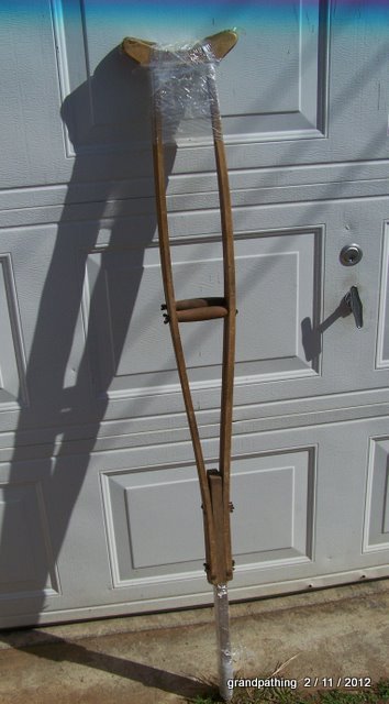 Antique Handmade Hickory Wood Crutches 62" - Antiques
