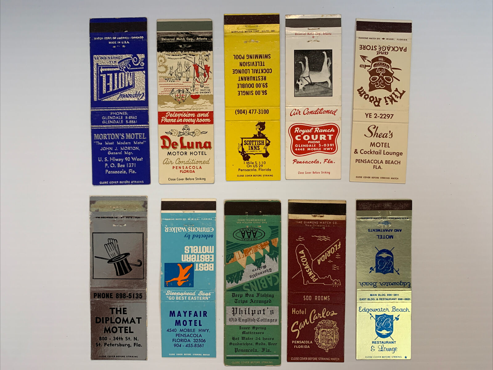 10 VINTAGE FRONT STRIKE MATCHBOOK COVERS Philpot’s Old English Cottages ...