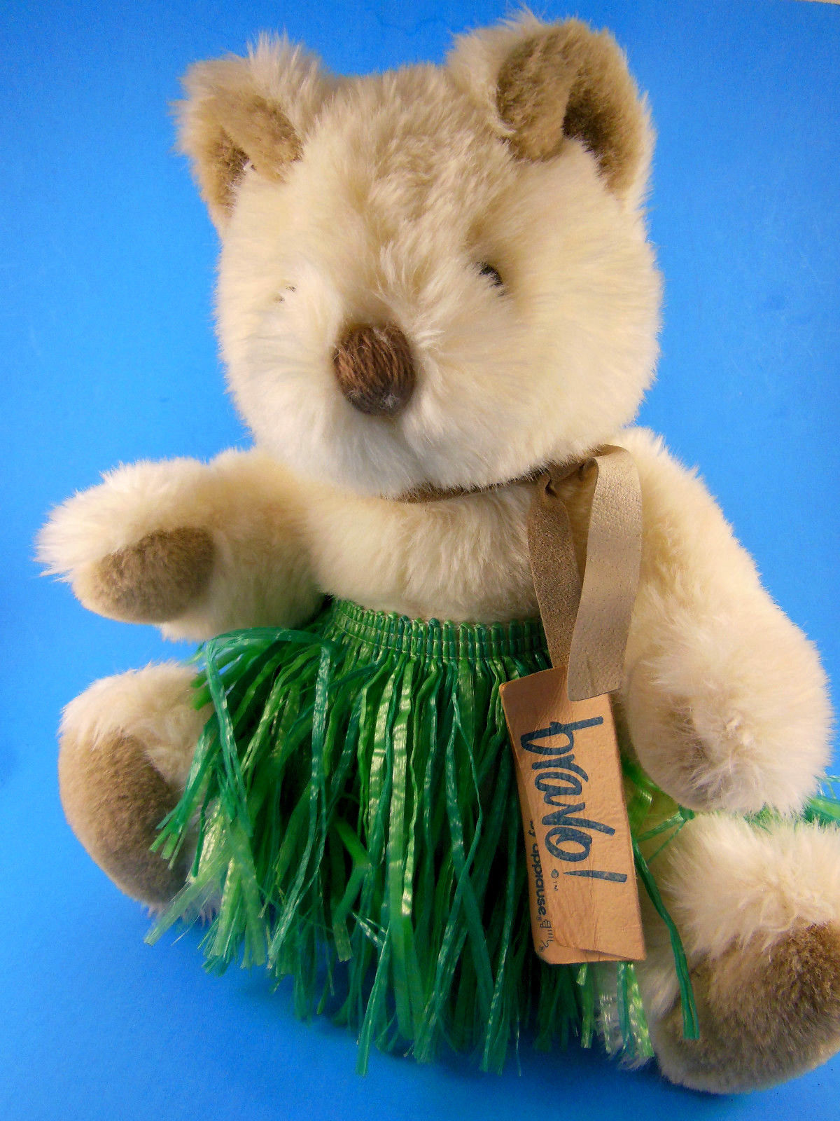 Applause Teddy Bear in Hula skirt Plush 10" sitting w tag COCONUT ...
