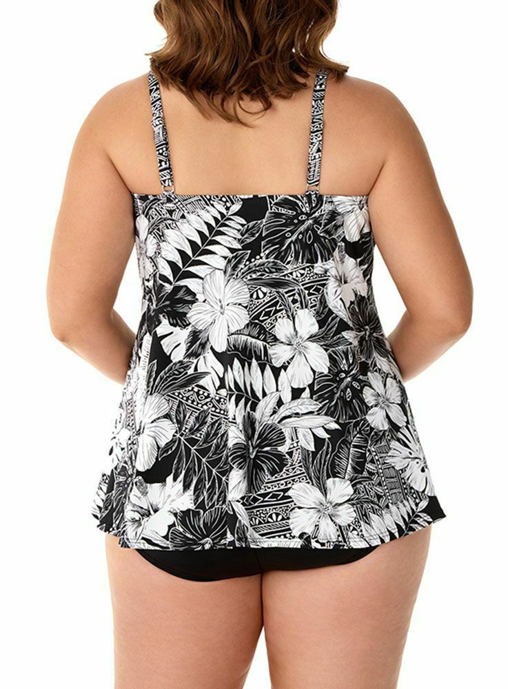 Miraclesuit Black And White Plus Size Sweetheart Neckline Tankini Top Us 22w Swimwear