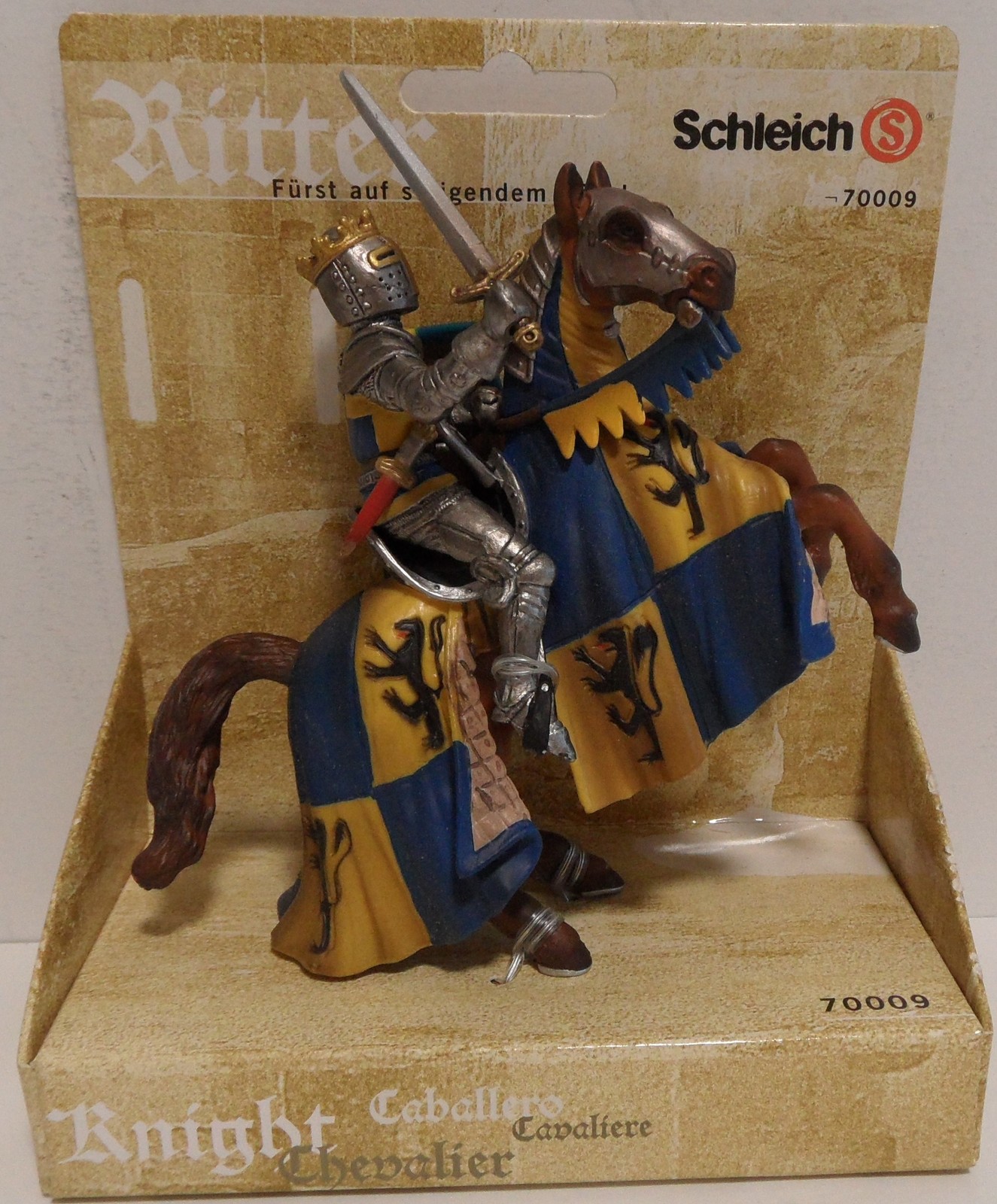 Schleichl Ritter Prince on Reared Up Horse Gold Blue Action Figure Ret ...