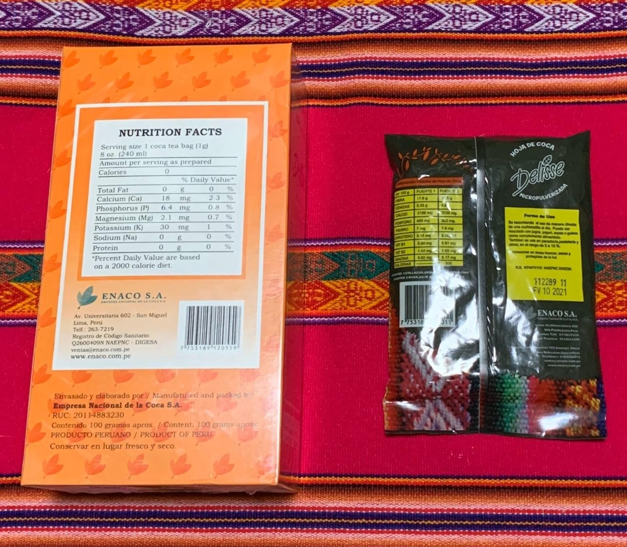 Peruvian Pack Delisse 100ct Tea Bag Box & Inka Flour 100g Bag -Peruvian ...