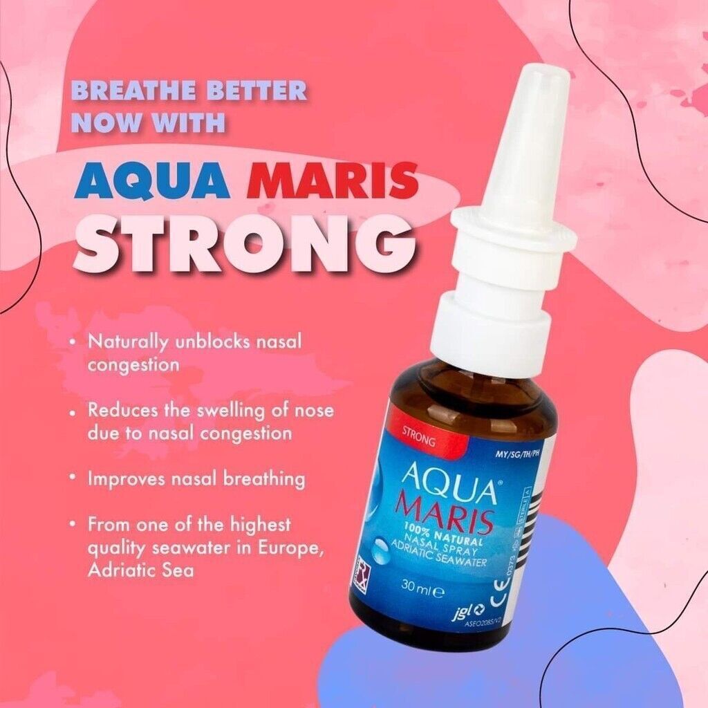 6 X 30ml AQUA MARIS Classic 100% Natural Spray nasal para nariz ...