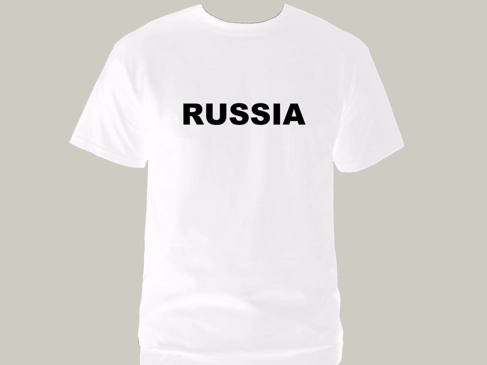 Russia in Englis script 100% cotton white Russian support men's new t ...
