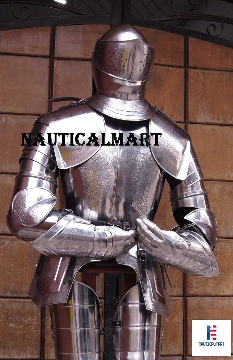 NauticalMart Medieval SCA Larp Etched Spanish Full Suit of Armor ...