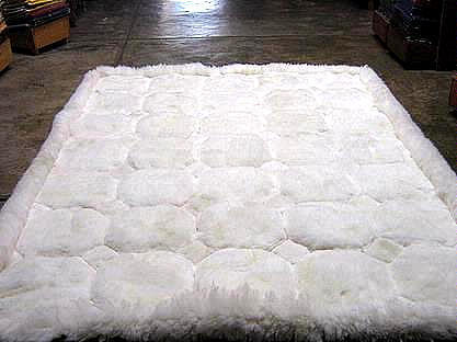 White alpaca fur rug with Octagon designs, from Peru 300 x 280 cm - Rug ...