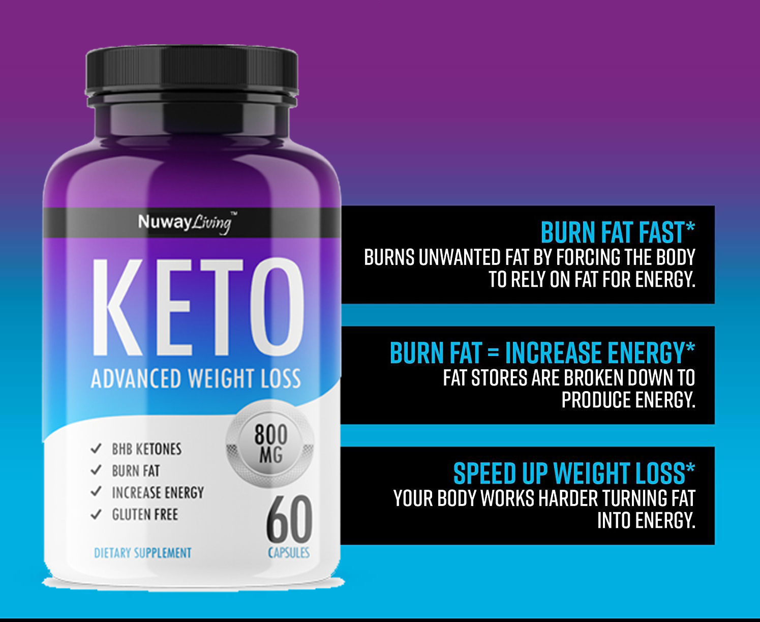 Fast Pure Keto Bhb Weight Loss Diet Pills Ketogenic Supplement 180
