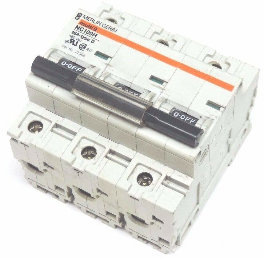 MERLIN GERIN NC100H MULTI 9 CIRCUIT BREAKER 16A, TYPE D, 480VAC, 27356 - Circuit Breakers