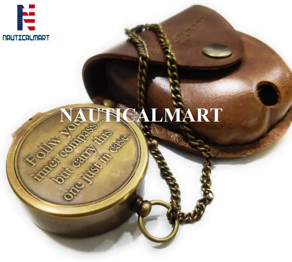 NauticalMart Brass Compass Follow Your Inner Compass Quote Engraved ...