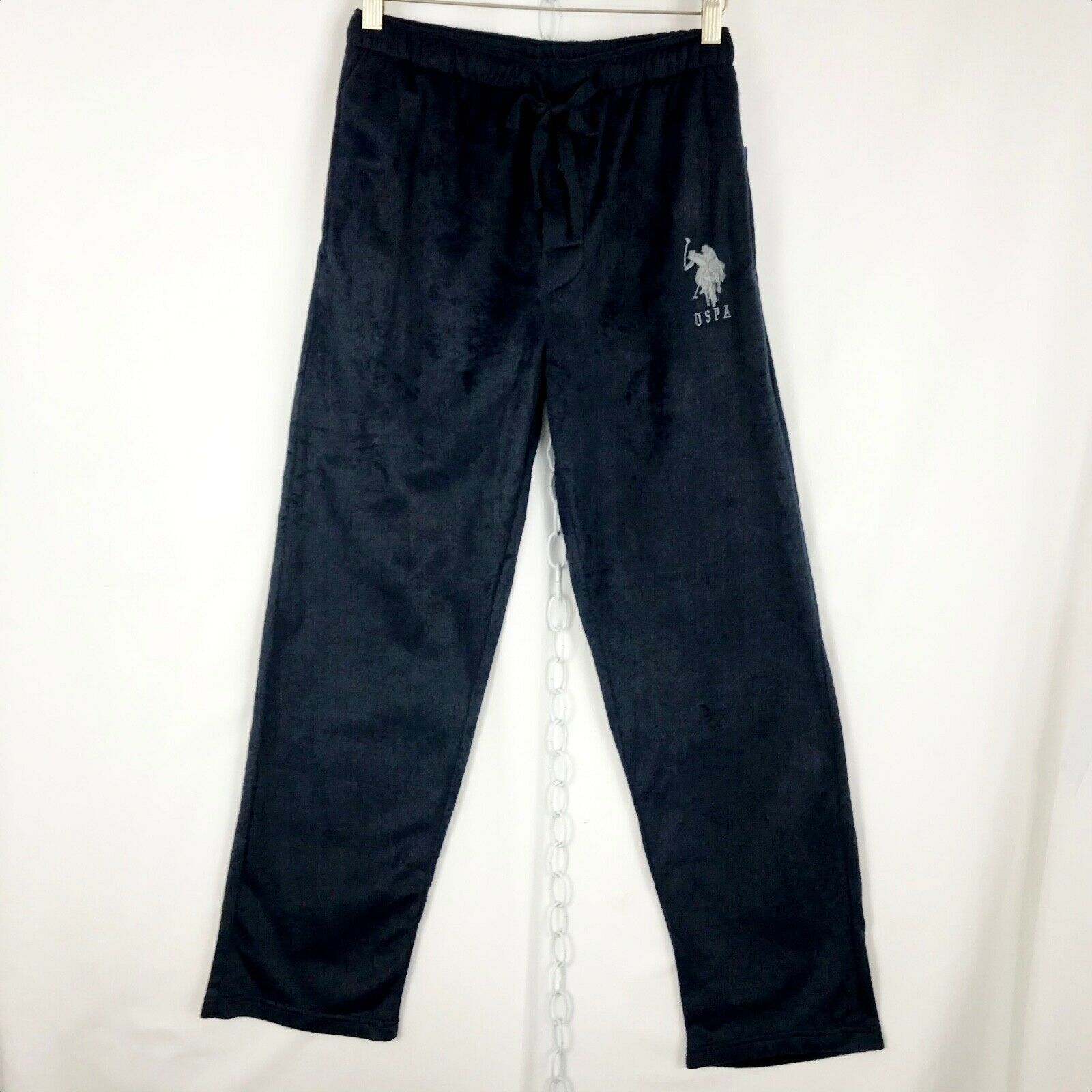 US Polo Assn Men Sleepwear Pants Pajama Blue Drawstring Waist Fuzzy ...