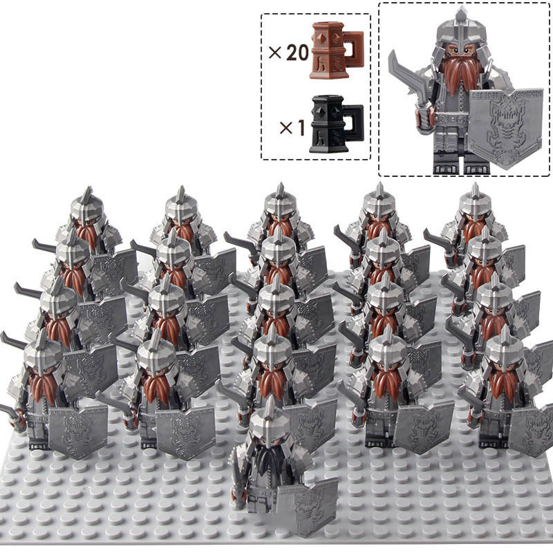 21pcs/set LOTR Dwarf Shortsword Infantry Army Set Custom Minifigures ...