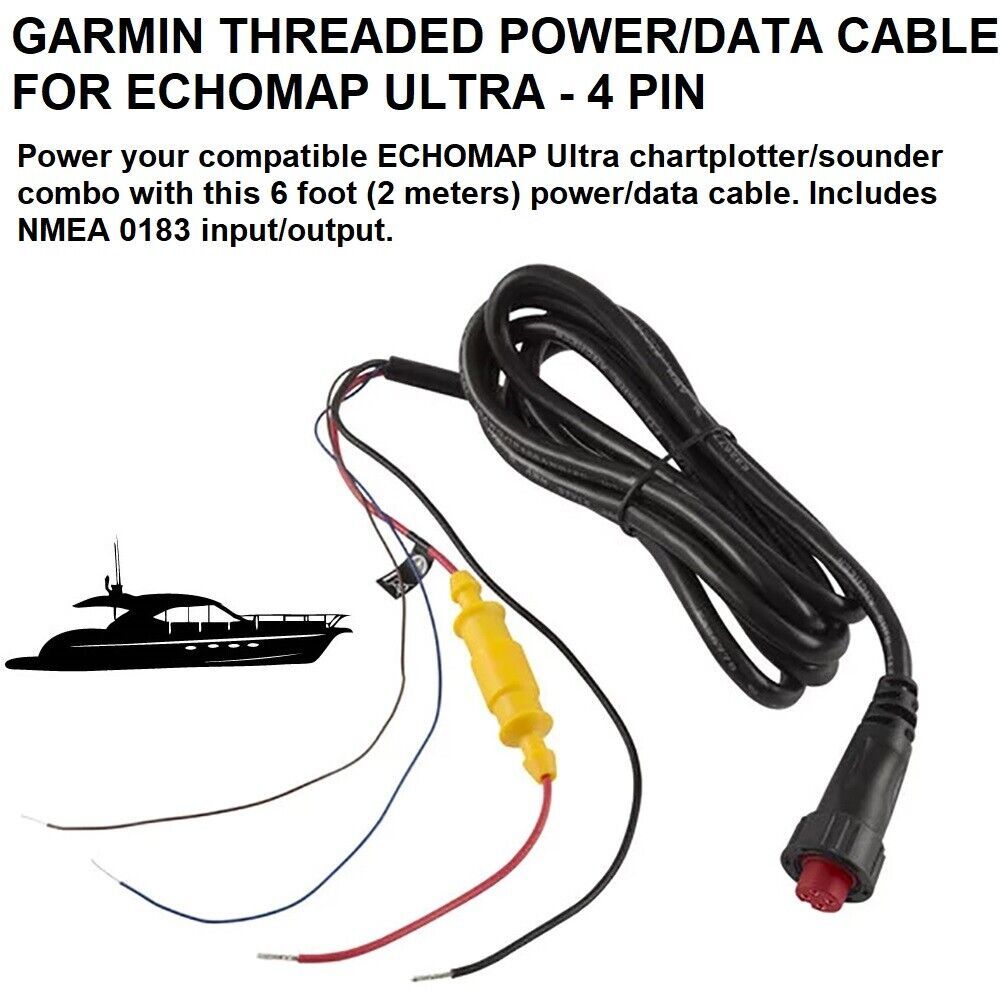 GARMIN THREADED POWER/DATA CABLE FOR ECHOMAP ULTRA - 4 PIN - 6 Foot (2 ...