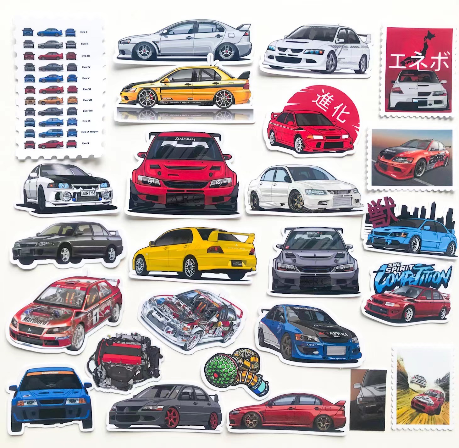 Mitsubishi Lancer Evolution EVO3 EVO4 6 7 8 9 10 Vinyl Stickers JDM ...