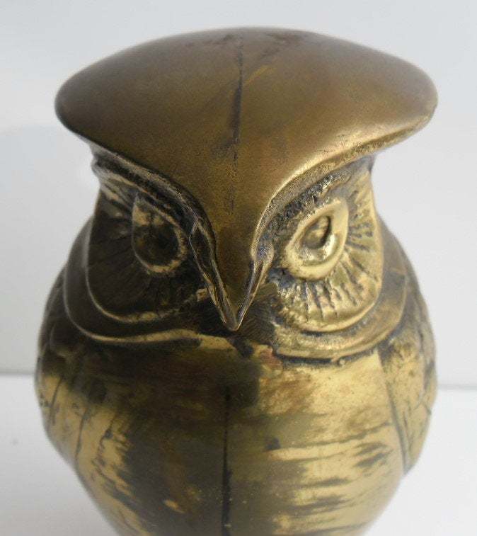 Vintage Solid Brass Collectible Owl Mid Century Large Handmade ...