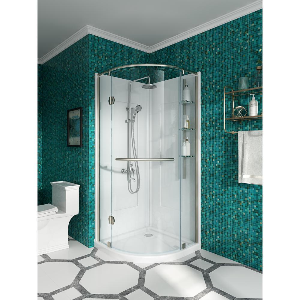 Glacier Bay Shower Stall Kit 32 In X 76 40 In Corner Drain Satin