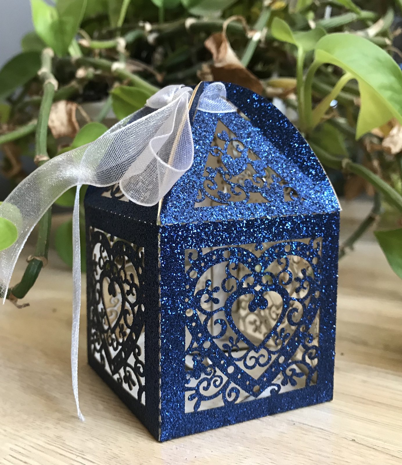 100*Glitter Laser Cut Gift Boxes with ribbon,wedding favor box ...