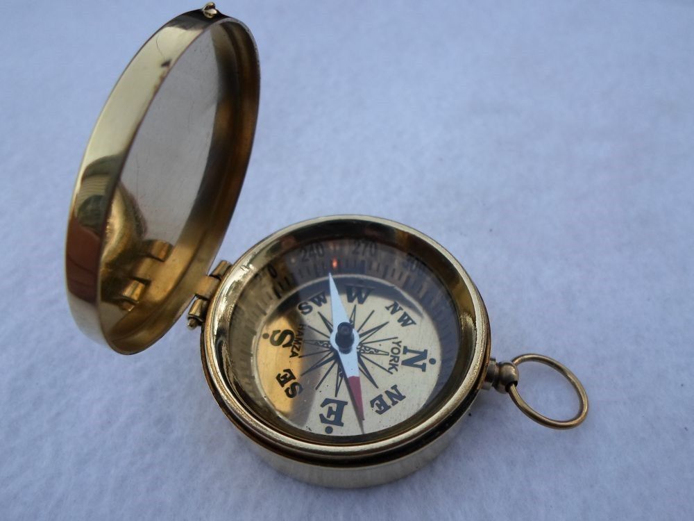 NauticalMart Brass Compass With Lid Old Vintage Antique Pocket Style ...