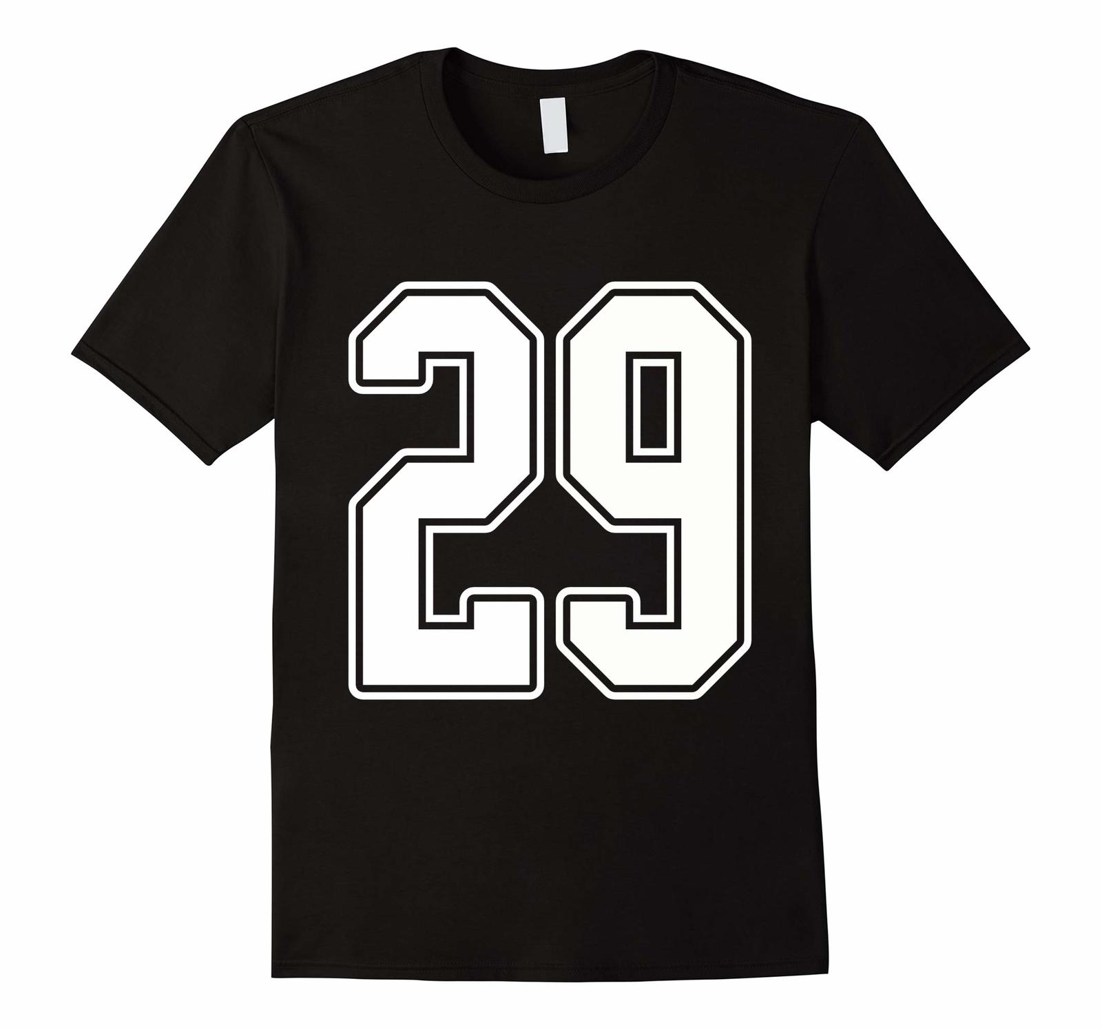 New Tee - #29 White Outline Number 29 Sports Fan Jersey Style T-Tee Men ...