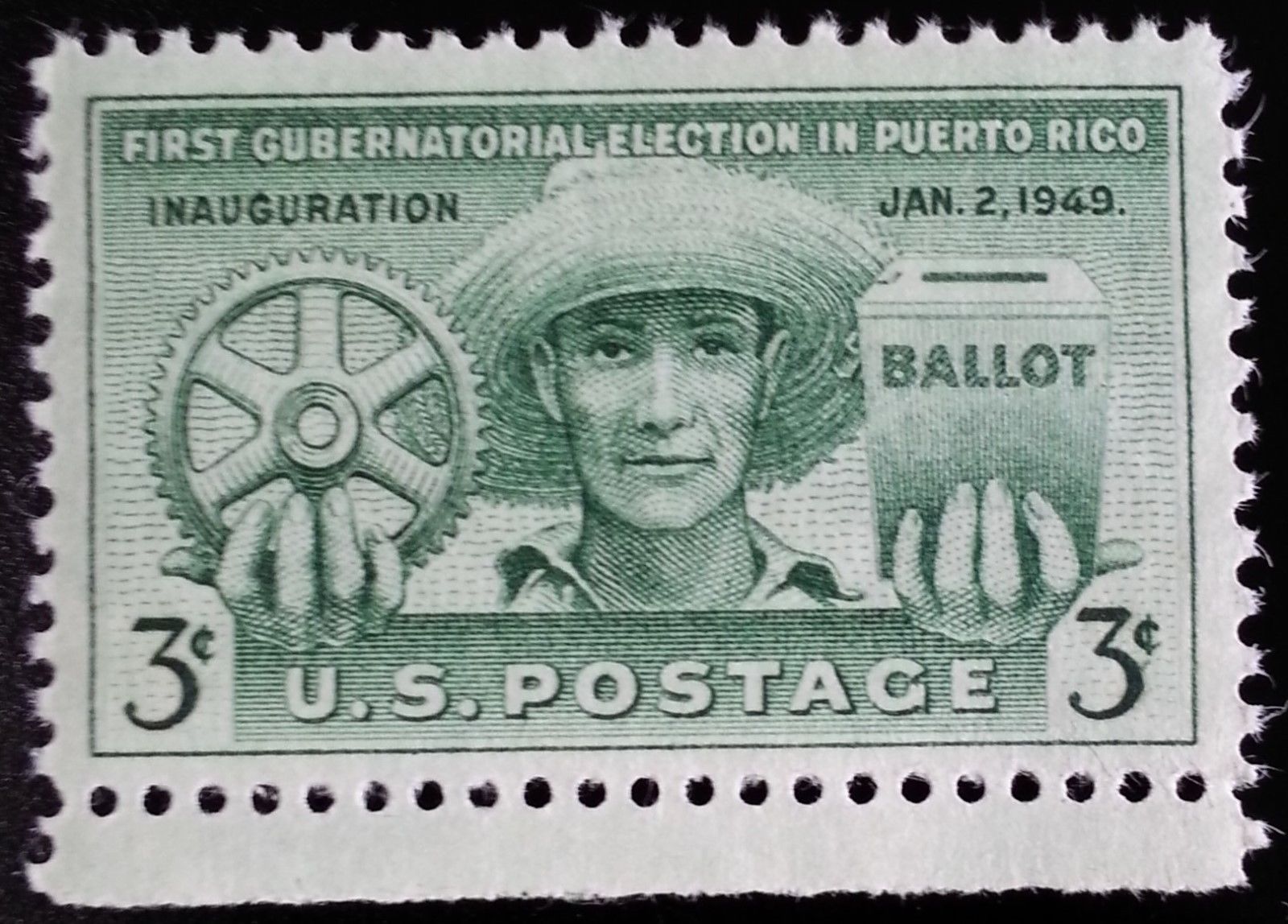 1949 3c Puerto Rico Election, Ballot Scott 983 Mint F/VF NH - United States