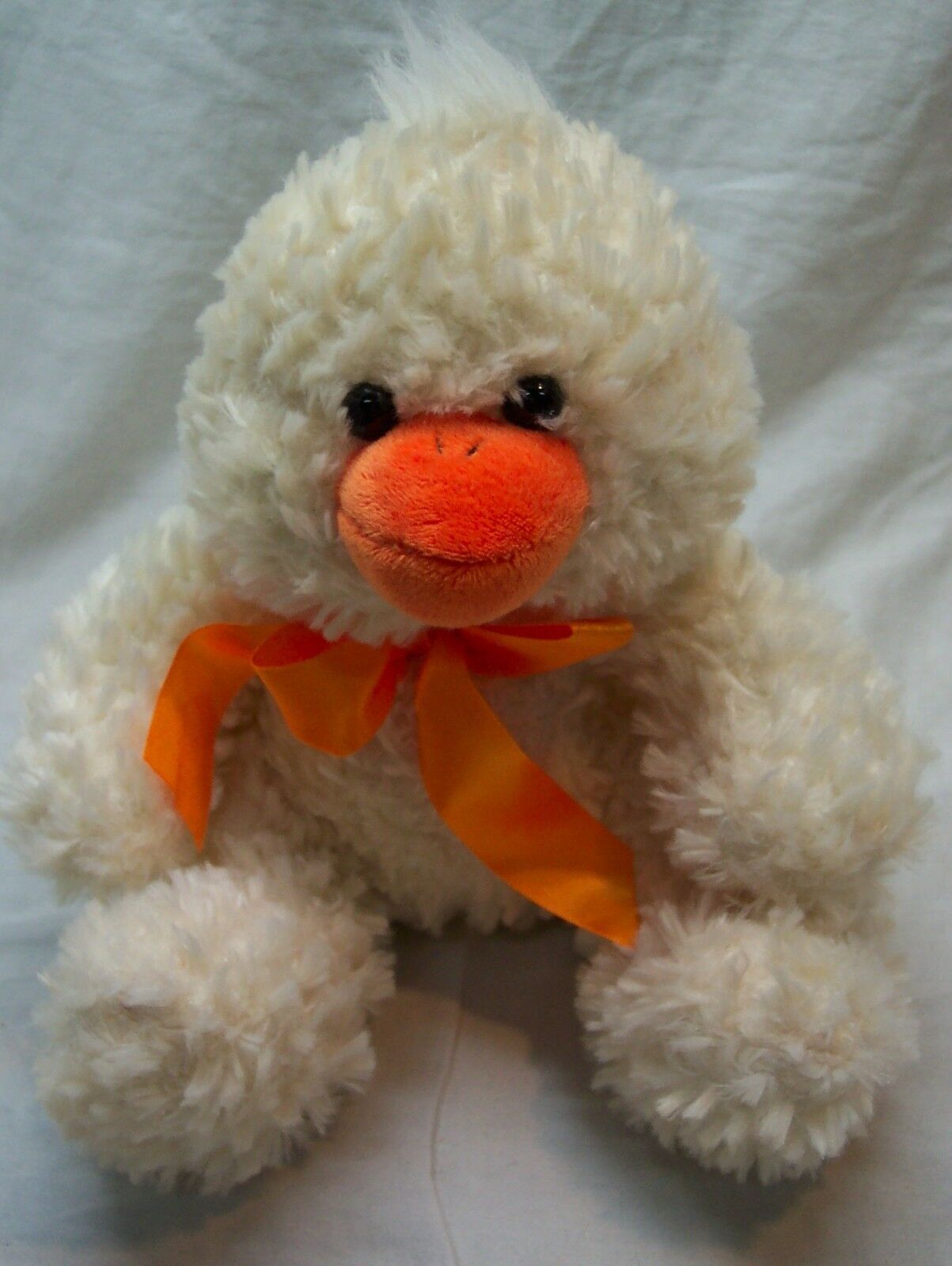 Animal Adventure SOFT LIGHT YELLOW DUCK WITH ORANGE BOW 8" Plush ...