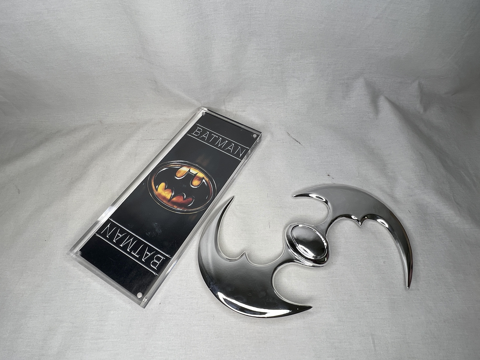 Batman Forever Batarang, Silver Plated Resin, Display Plaque, Real Prop ...