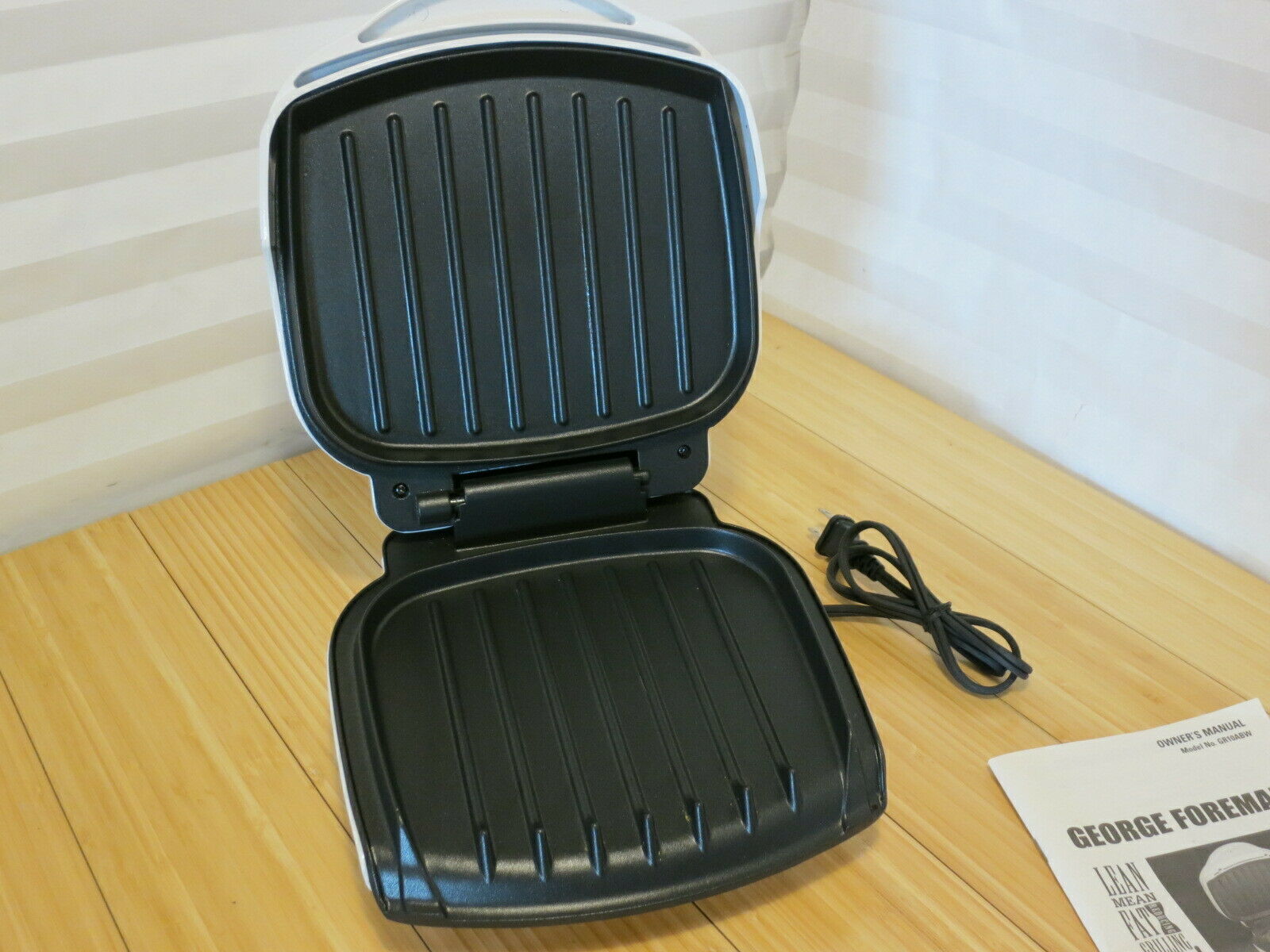George Foreman GR10ABW Indoor Grill Blue with Bun Warmer Spatula Tray ...
