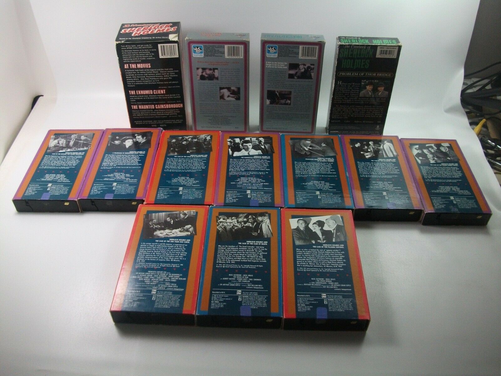 Sherlock Holmes VHS Cassette Tape Lot 14 Tapes Basil Rathbone Arthur ...