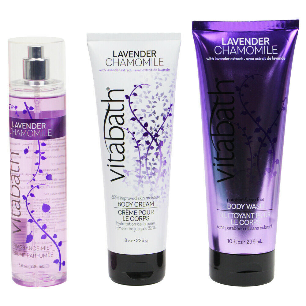 Vitabath Lavender Chamomile Body Cream, Body Wash and Body Mist Gift ...