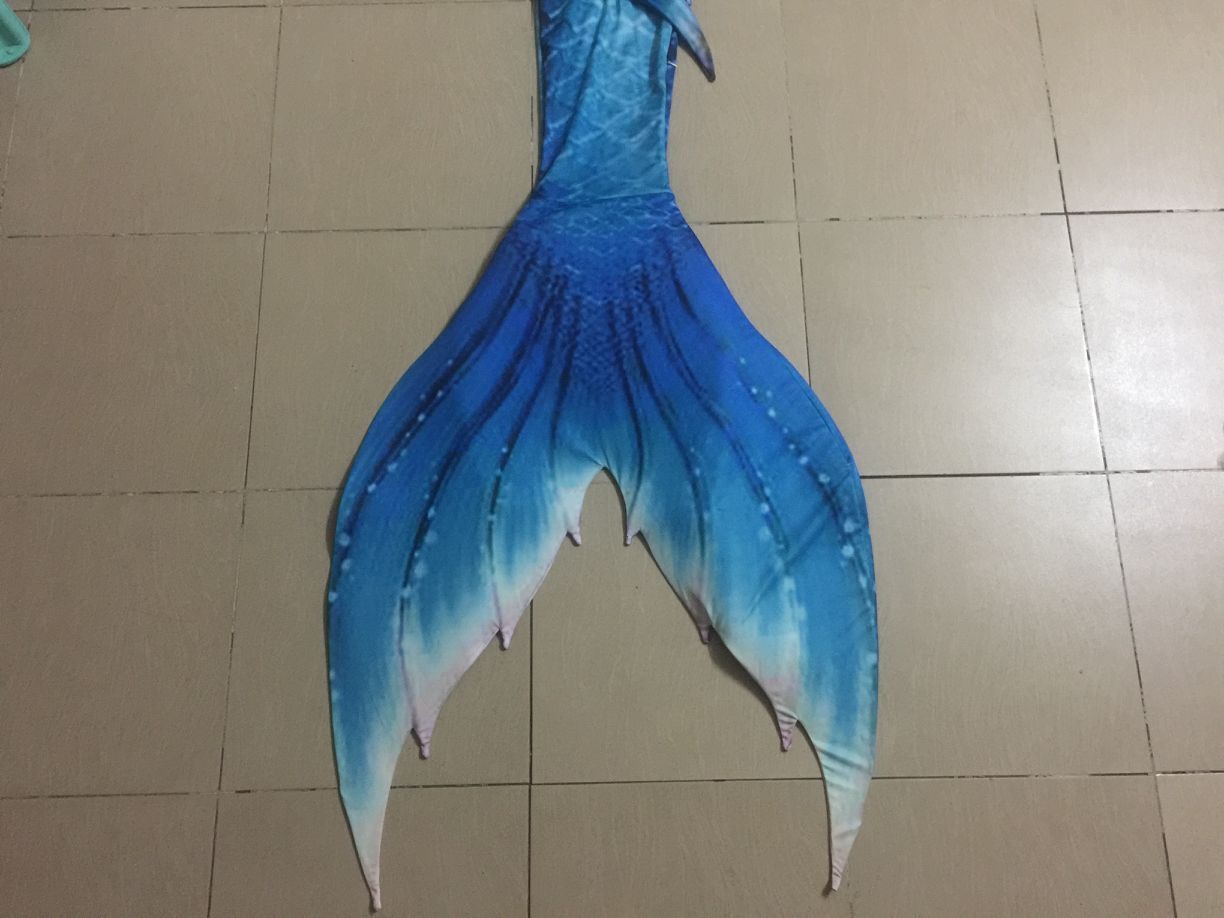 Aqua Blue Swimmable Mermaid Tail for Women Kids with Silicone Plastic ...