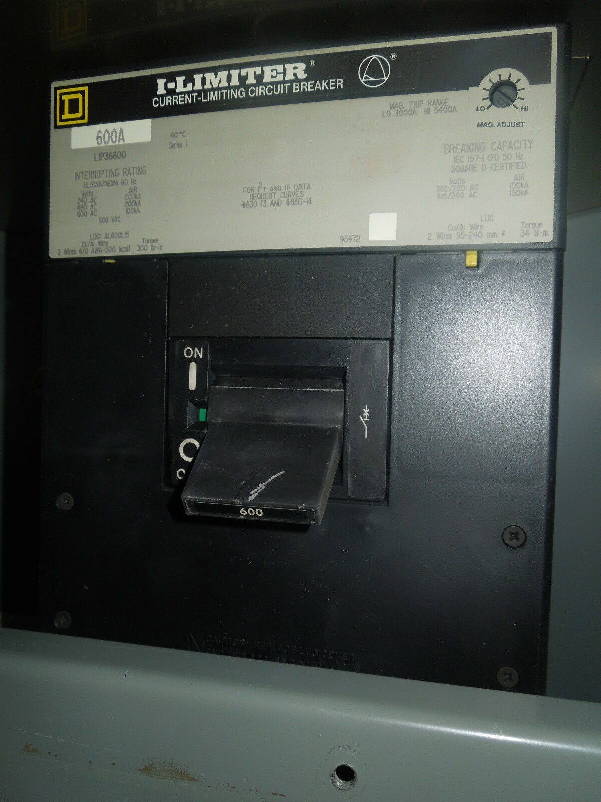 Square D I-Limiter Current Limiting Circuit Breaker LIP36600 600A 3P ...