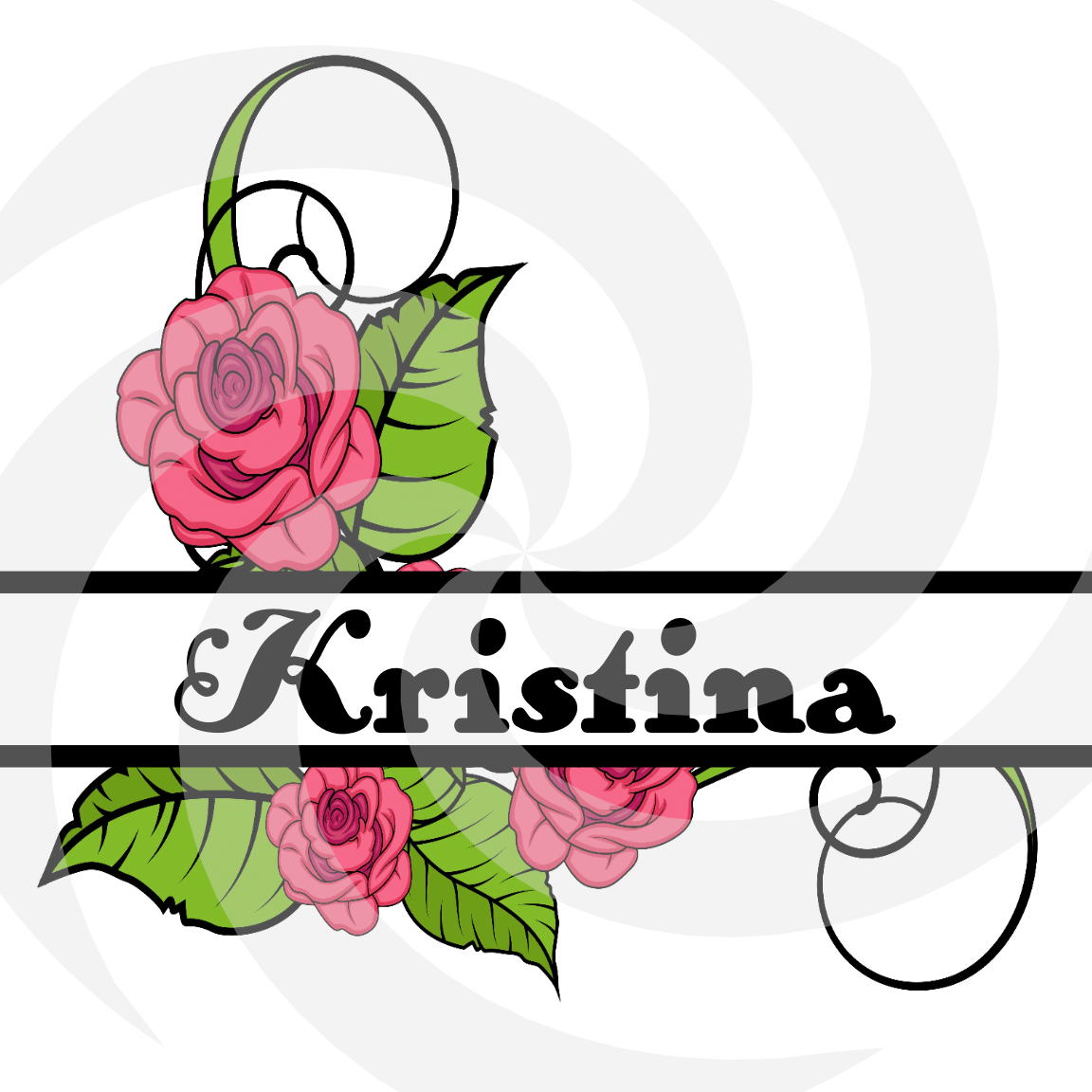 Flower Split Monogram Kristina 207smp-Digital Clipart-Art Clip-Gift ...