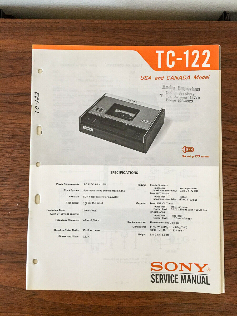 Used Sony TC-122 Tape recorders for Sale | HifiShark.com