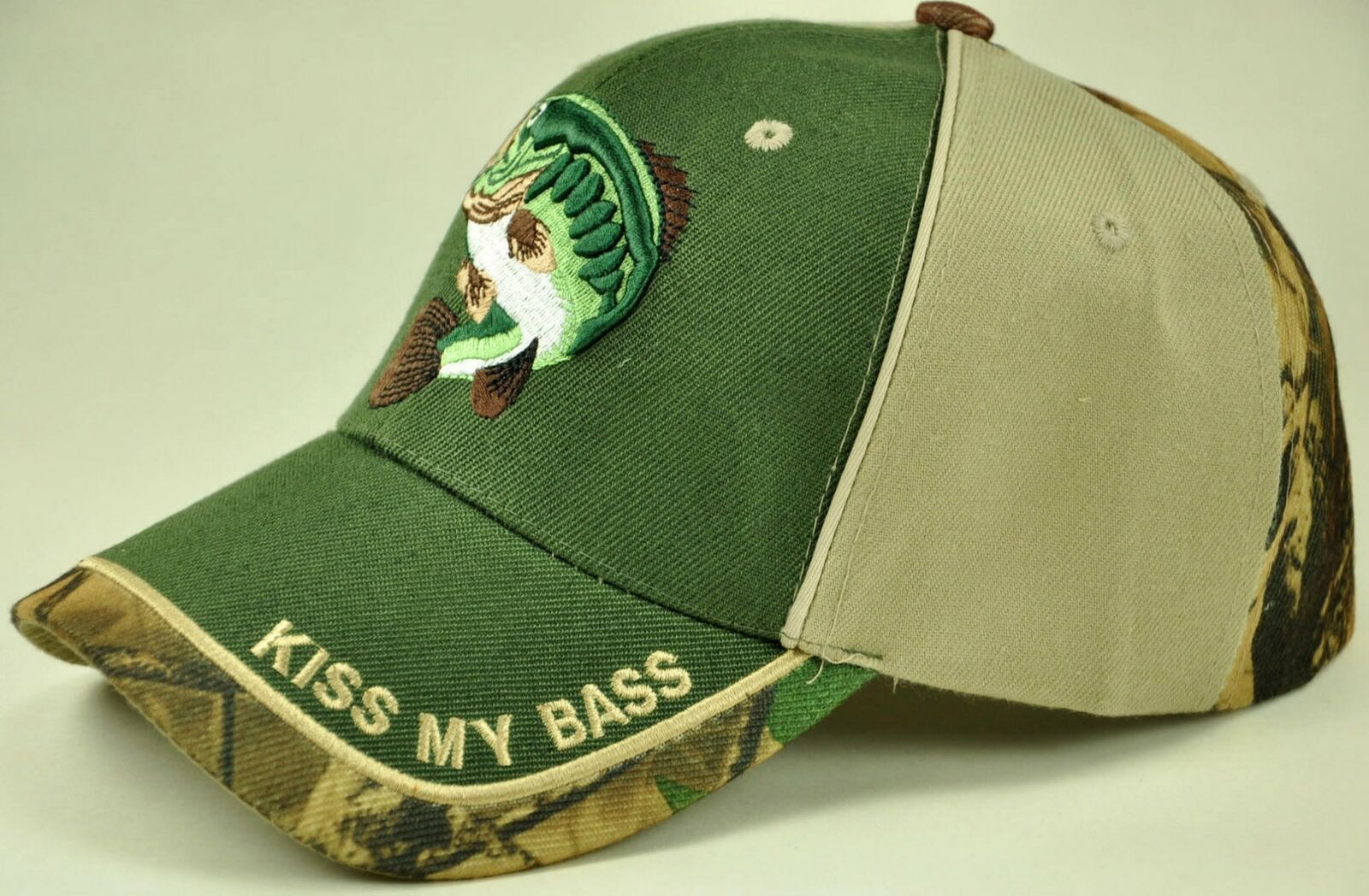 NEW BASS FISHING KISS MY BASS OUTDOOR SPORTS CAP HAT OLIVE - Men's Hats