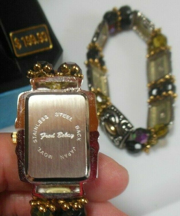 Fred Belay Stone Collection Women's Jeweled Watch & Matching Bracelet ...