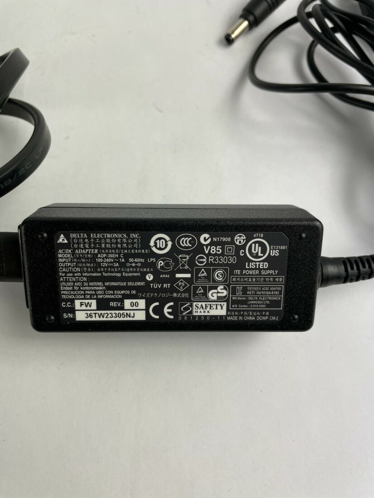 Genuine Delta AC/DC Adapter ADP-36EH C Output 12 V 3 A Power Supply ...