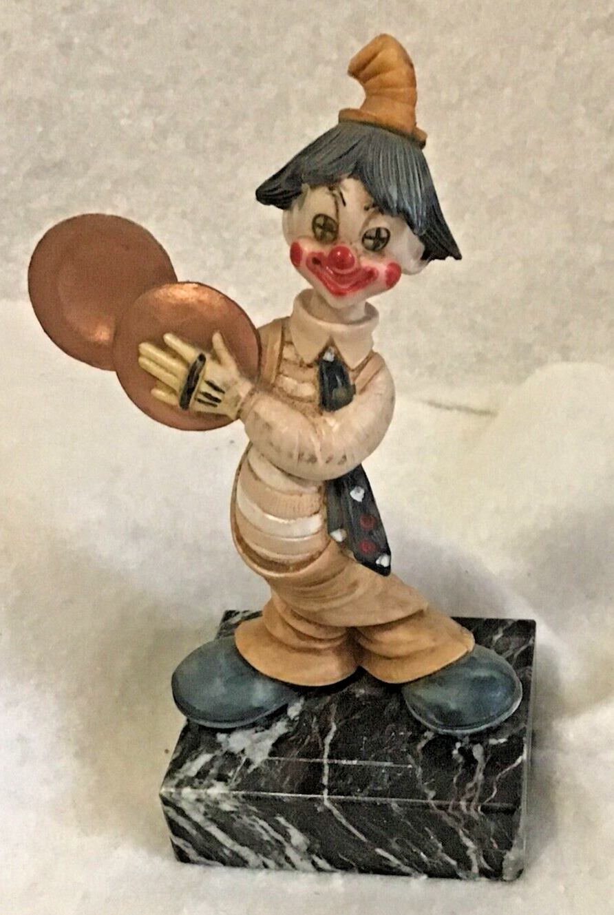Vtg FONTANIN Made Italy CLOWN /TIMPANI 6"h Figurine on Carrara Marble ...