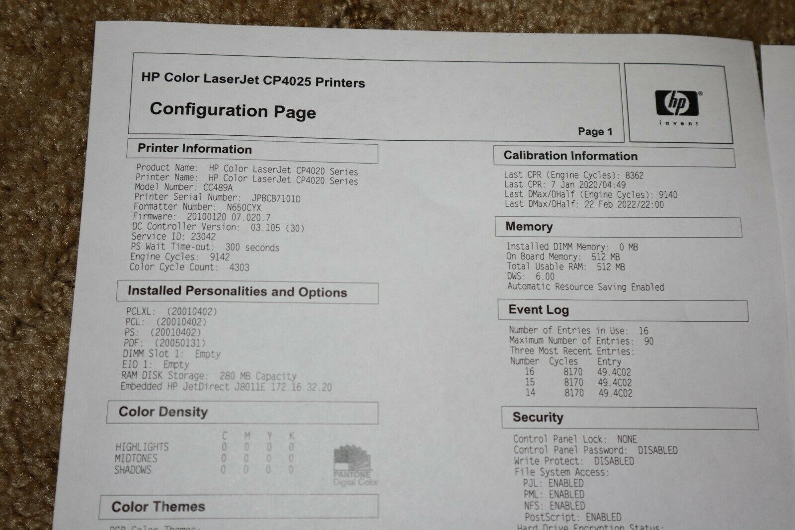 HP Color Laser Jet CP4025 Printer - Printers