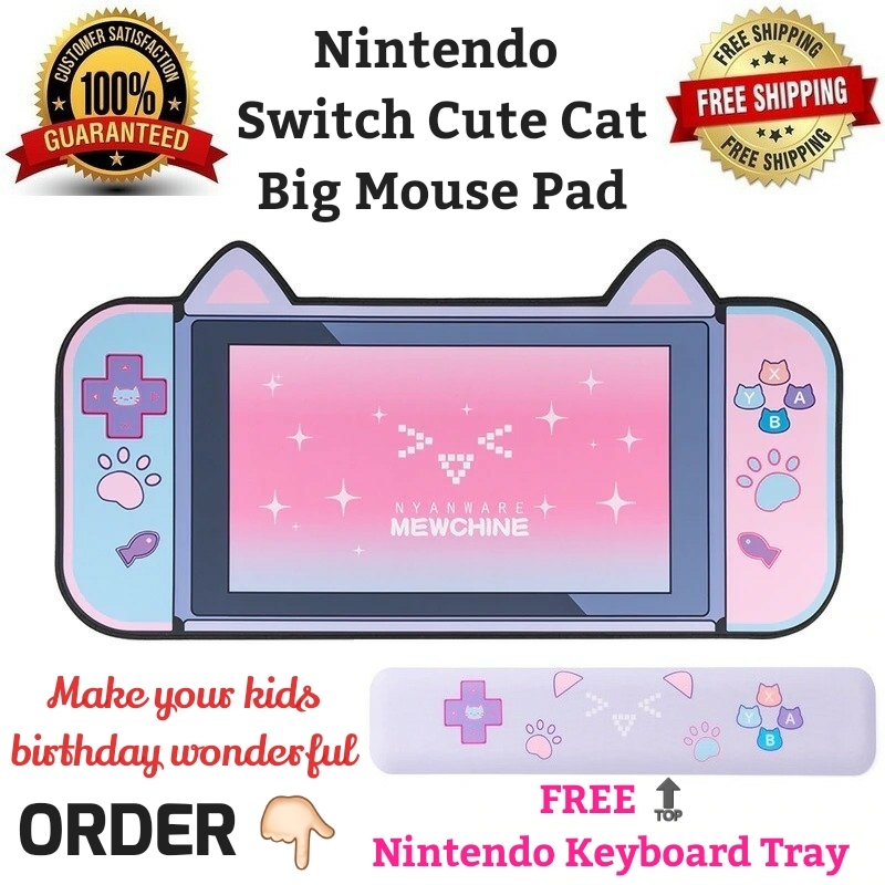 Nintendo Switch Console Shape Cute Cat Ears Big Mouse Pad Computer ...