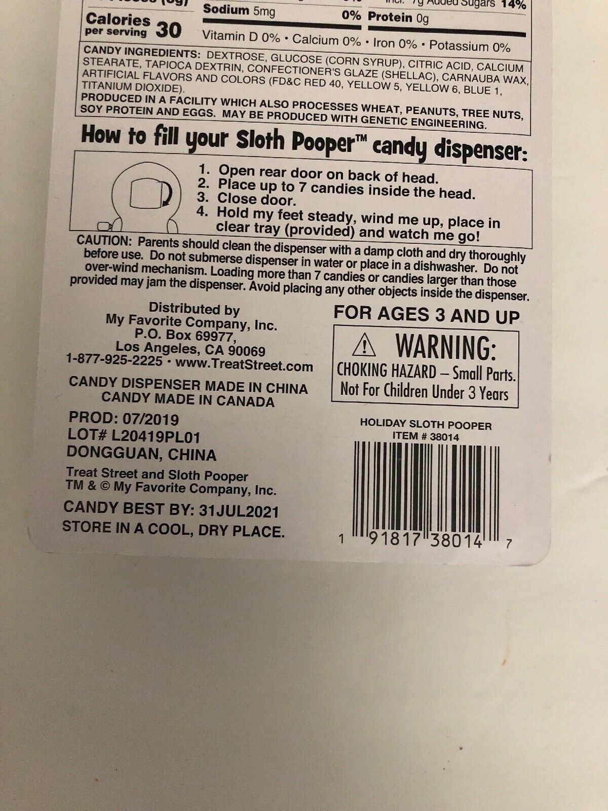 Sloth Pooper Christmas Walking Candy Dispenser-I Poop Candy-Wind Up ...