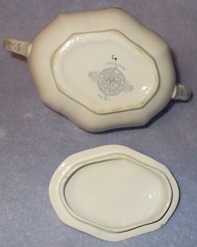 Antique Colonial Pottery Stoke England Blue Floral Sugar Bowl and Lid ...