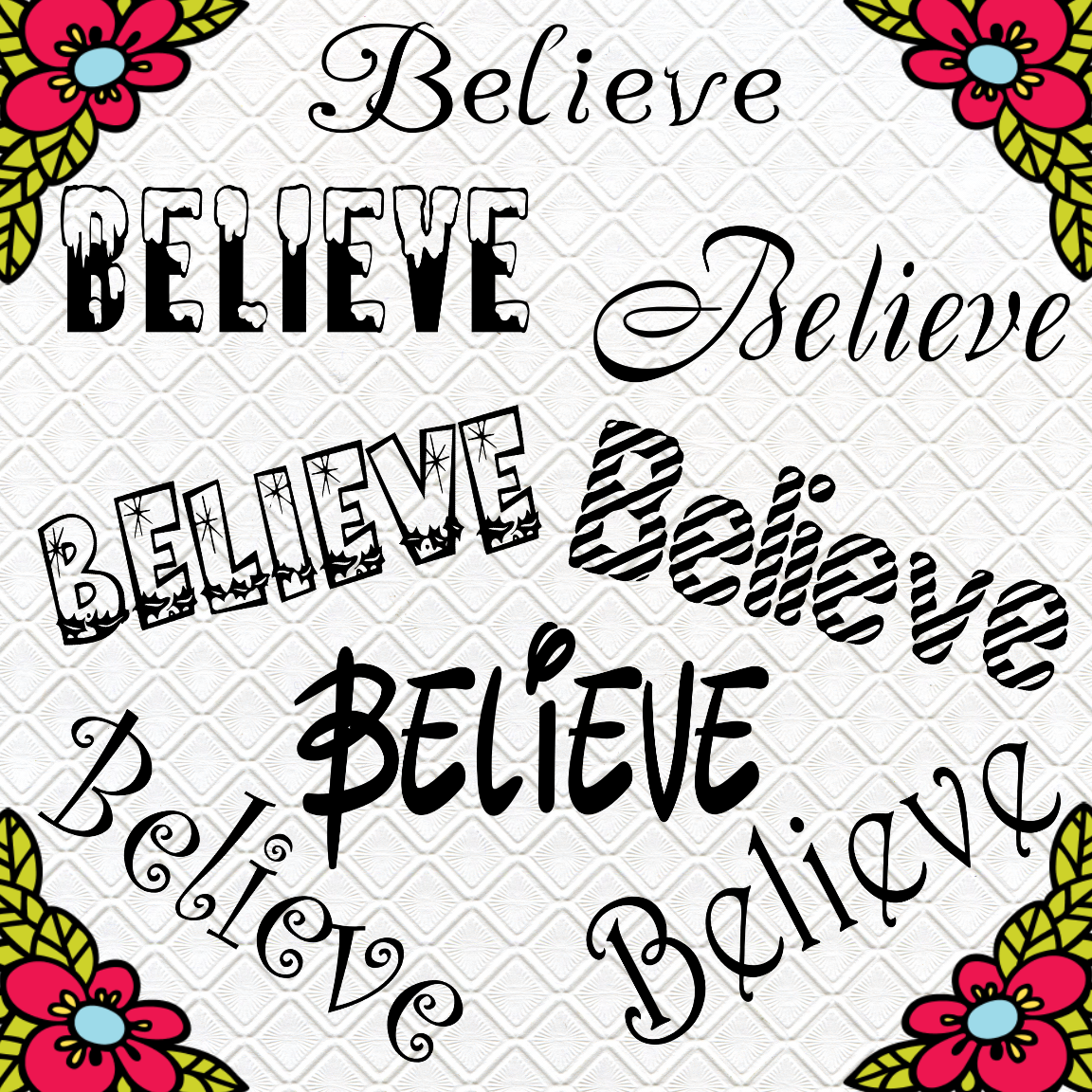 Believe Words-Digital ClipArt-Text-Art Clip-Gift Tag-Font-Christmas ...