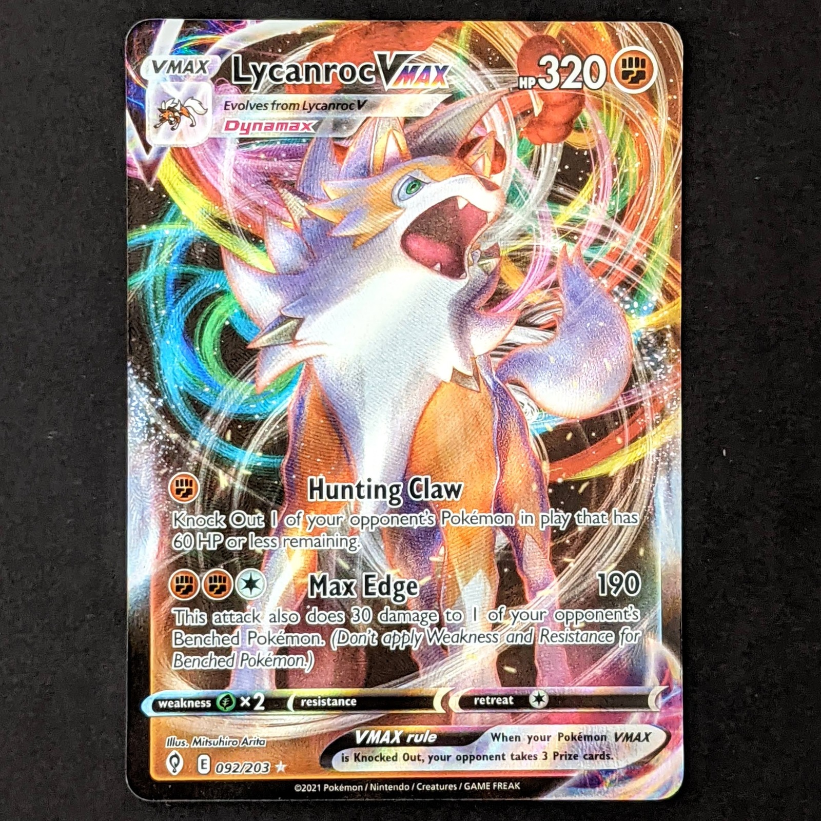 Evolving Skies Pokemon Card: Lycanroc VMAX 092/203 - Pokémon Individual ...