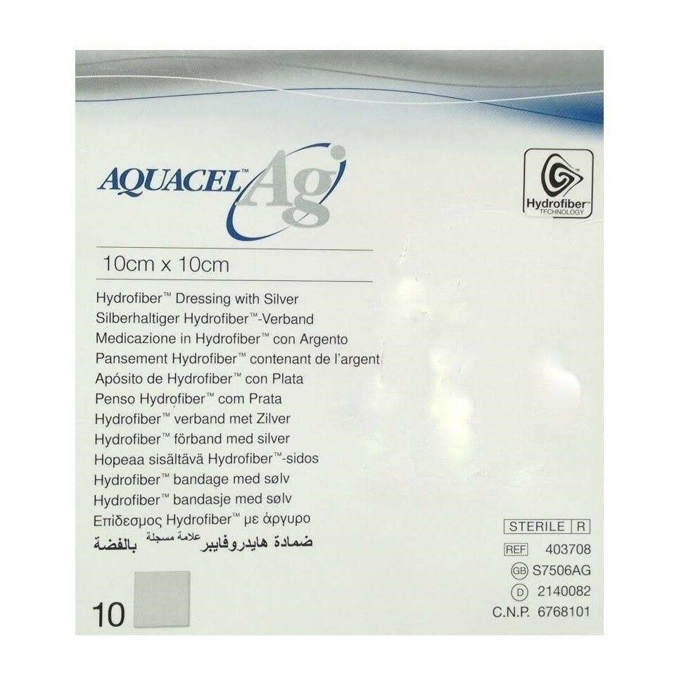 Aquacel AG Silver Hydrofiber Wound Dressing 10cm x 10cm x10 S7506AG ...