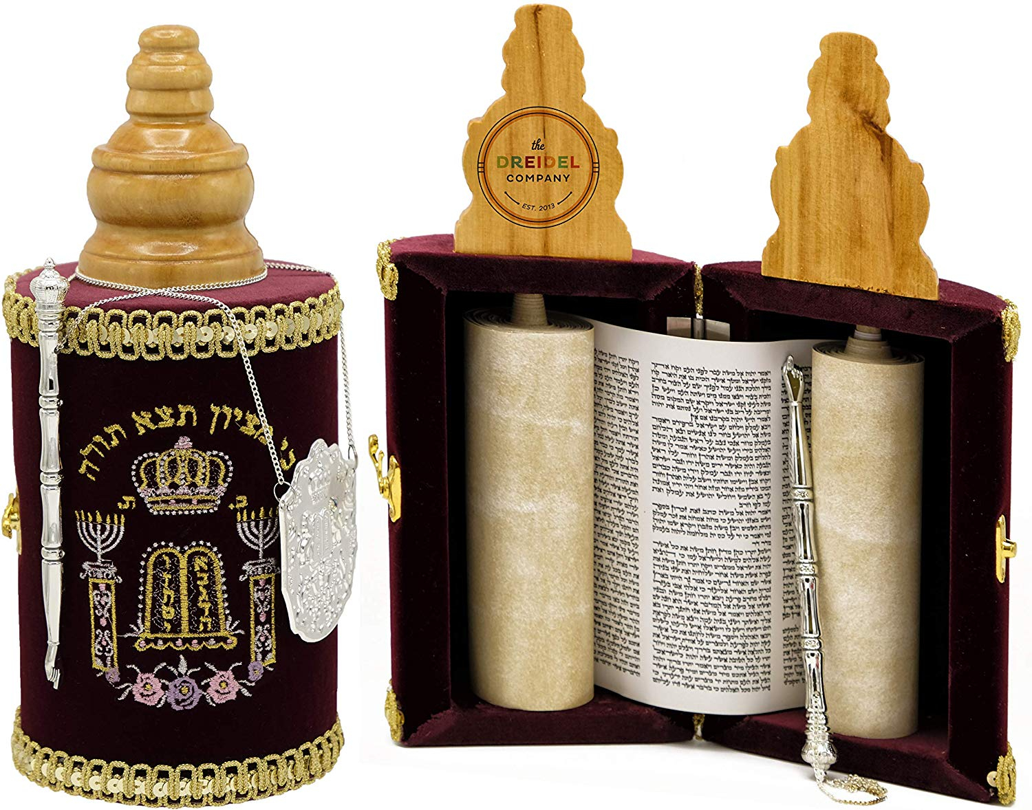 Torah Scroll Complete Sefardic Sefer Torah Ldren's Torah Maroon Velvet ...