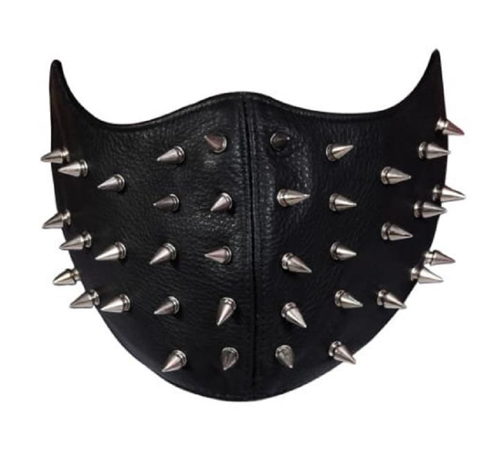 Unixes Silver Studded Leather Face Mask Tree Spike Men & Women Punk ...