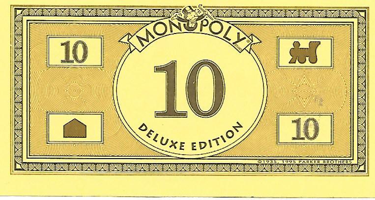Deluxe Monopoly 10 Dollar Bills - Game Pieces, Parts