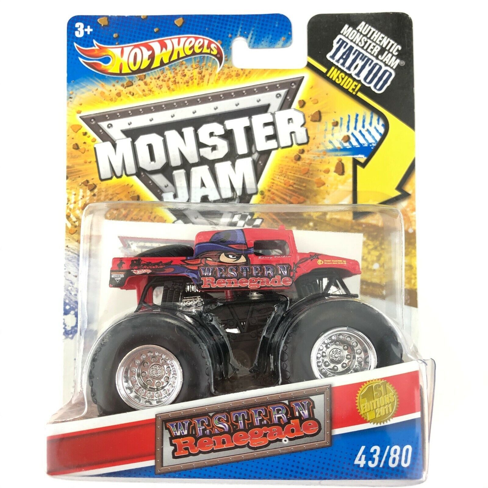 Hot Wheels Monster Jam Truck WESTERN RENEGADE Hummer 4x4 Red Diecast 1/ ...