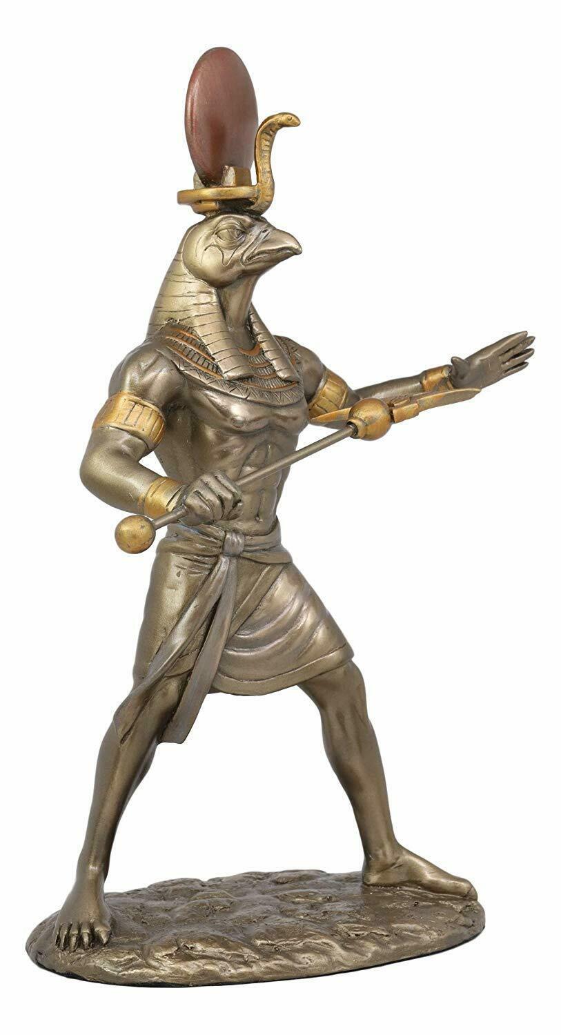 Egyptian Mythology God Horus Ra With Sun And Uraeus Disc Statue Heru ...
